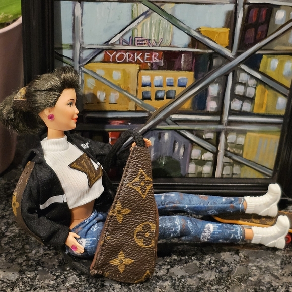 Louis Vuitton | Toys | Louis Vuitton Barbie Doll Wupcycled Outfit Purse ...